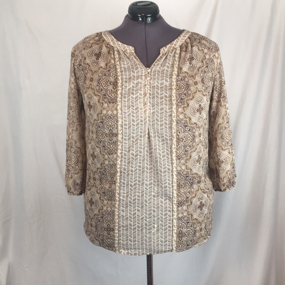 Zac & Rachel | Tops | Zac And Rachel Woman Brown And Tan Patterned Plus ...